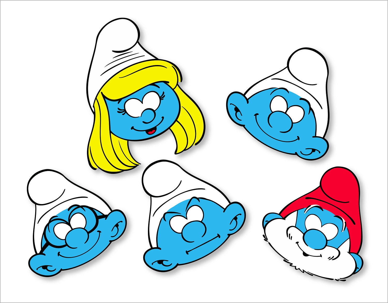 The Smurf Masks Smurf Party Photo Booth Props Printable The