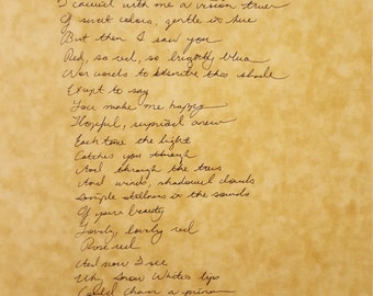 Handwritten poem | Etsy
