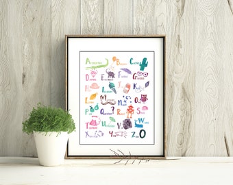 Watercolor alphabet | Etsy