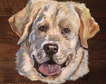 Yellow lab painting | Etsy