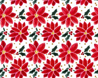 Poinsettia fabric | Etsy