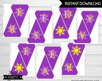 Items similar to DIY Rapunzel Decoration - Printable Sun Flag mini ...