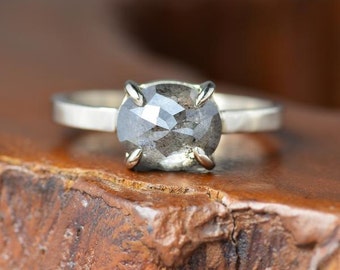 Grey diamond ring | Etsy