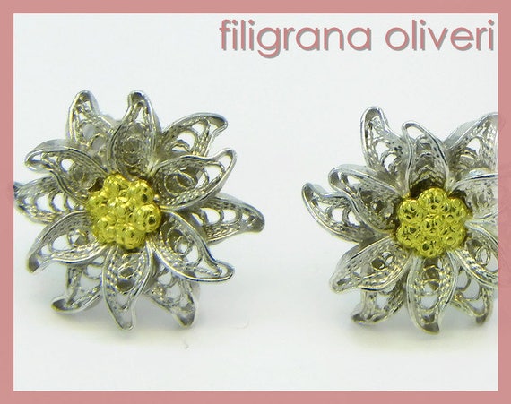 Edelweiss Earrings Silver filigree made in italy