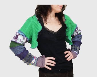 Cream Cashmere Upcycled Shrug Boho Size Small Ecofriendly