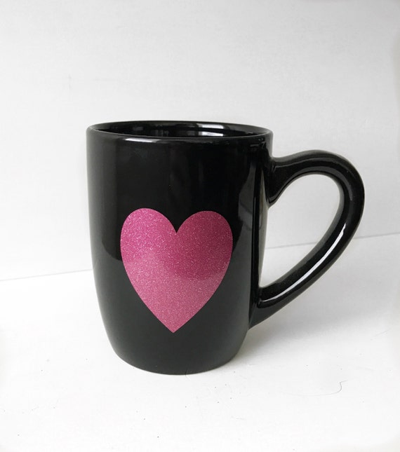 Items Similar To Pink Glitter Heart Coffee Mug Pink Heart Coffee Mug