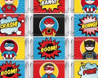 Banderines Cumpleaños Superhéroes. Guirnalda Fiesta Cumpleaños