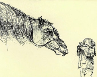 Pen and ink horse | Etsy