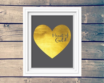 Gold heart printable | Etsy