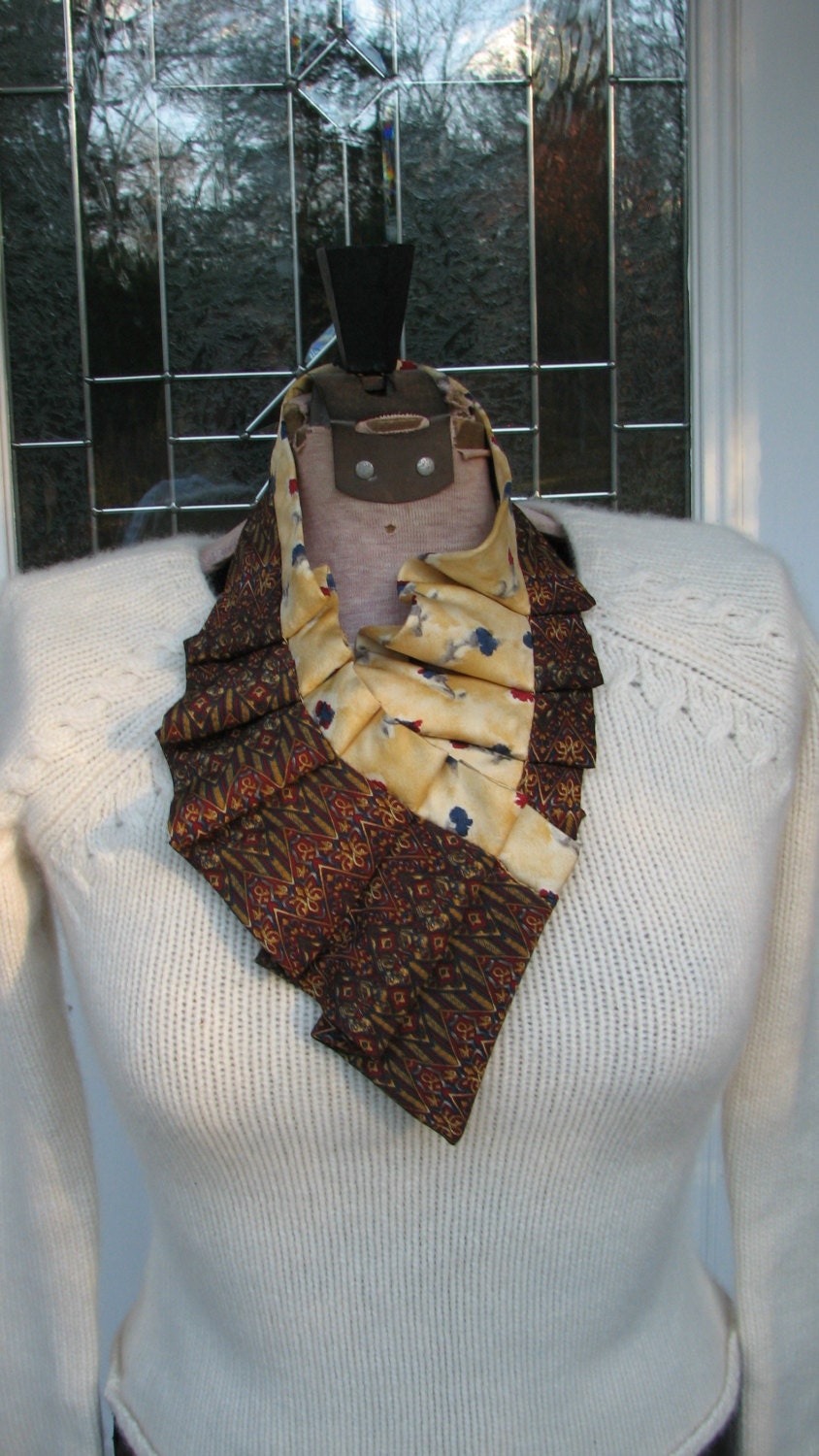 Pleated Silk Ascot Ruffled Neck Scarf Silk Necktie