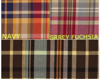 Woven plaid fabric | Etsy