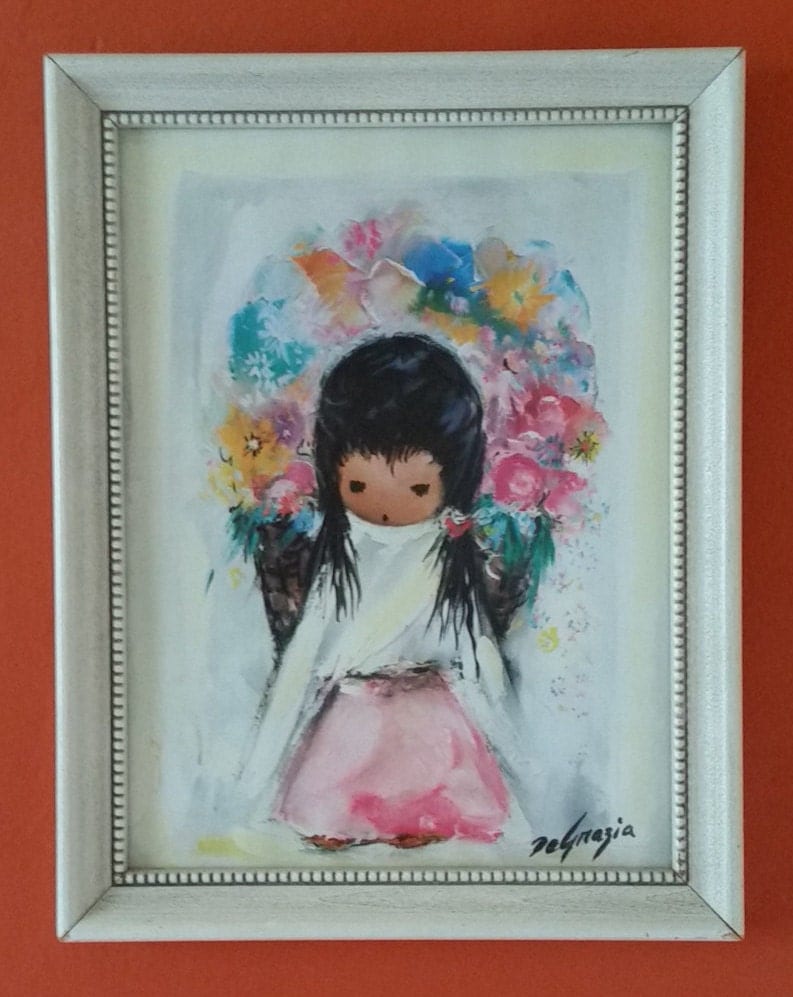DeGrazia Flower Girl Print 1964 Ettore Ted DeGrazia Original