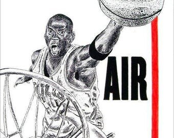 Michael Jordan Six Rings Stencil Art Print