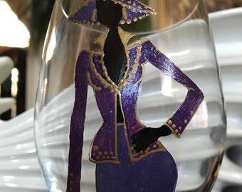 Elegant Lady Bride Girls Night Out Sorority Party Wine Glass