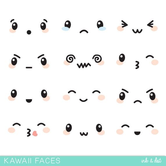 Kawaii Faces Clip Art Cute Face Expressions Japanese Anime