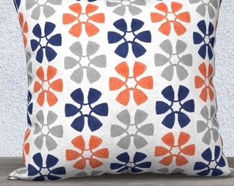 Navy orange pillow | Etsy