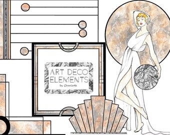 Art deco clipart | Etsy