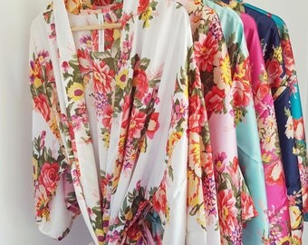 Floral Bridesmaid Robes Wedding Day Robes Bridal Party Robes