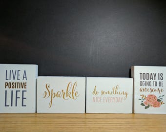 Wood block sayings | Etsy