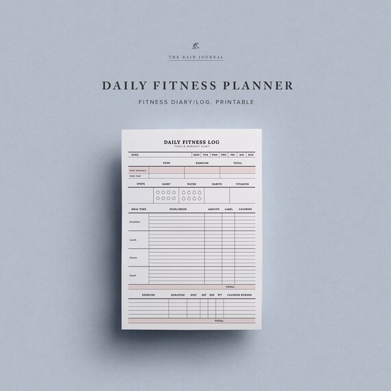 Fitness Planner Fitness Diary Fitness Journal Food Diary