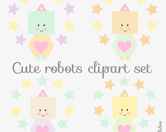 Cute robot clipart | Etsy