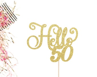 Hello 50 cake topper | Etsy