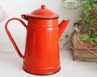 Red coffee pot | Etsy