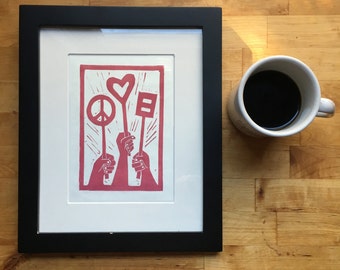 Relief block print | Etsy