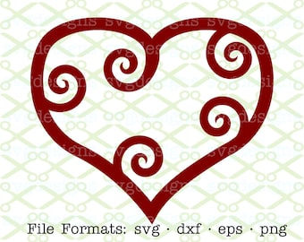 Swirl heart svg | Etsy