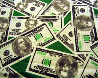 Tossed patriotic Money Fabric/ Novelty Print Dollar Bills