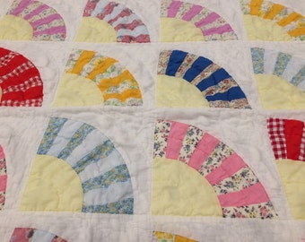 Vintage fan quilt | Etsy