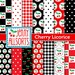 Retro Vintage Christmas Digital Scrapbook Paper Red Aqua Mint