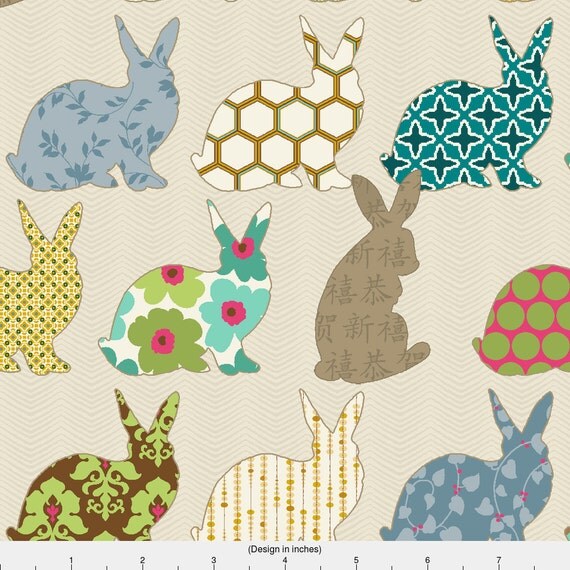 Woodland Rabbit Fabric Year Of The Colorful Rabbit By