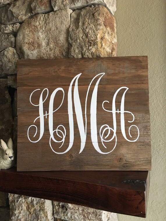 Custom Three Letter Monogram Sign Script Style Distressed