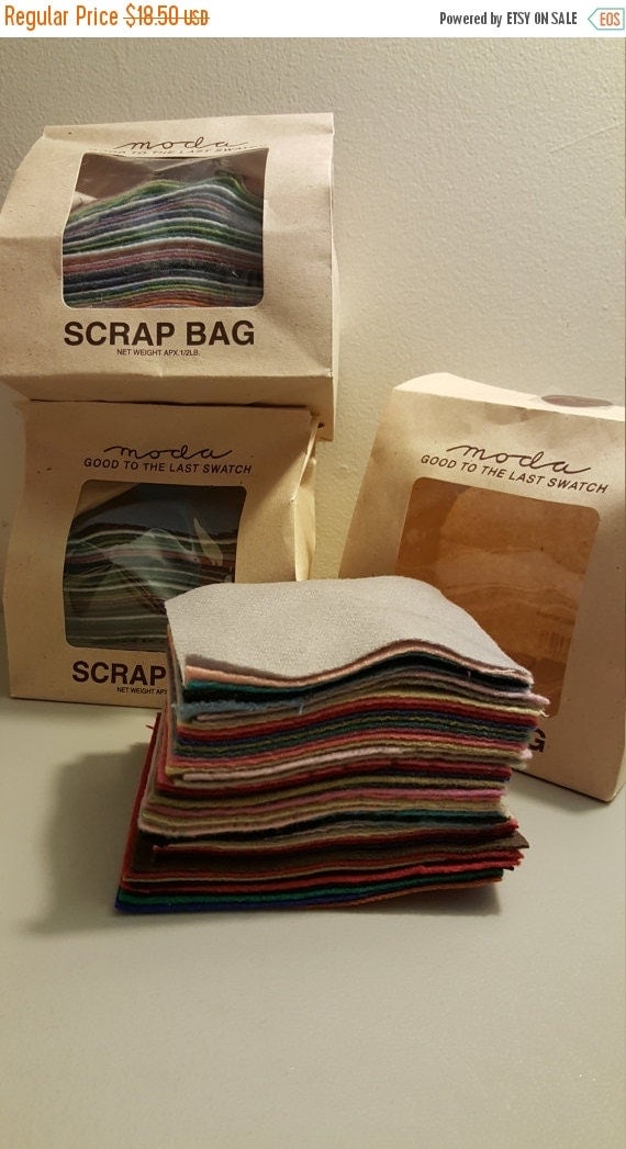ON SALE Moda WOOL Scrap Bag Multi Color Rectangles 40-50