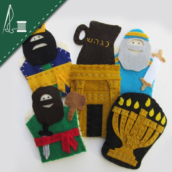 Hanukkah Finger Puppets Pattern Set of 6 by ThePaintedTrunk