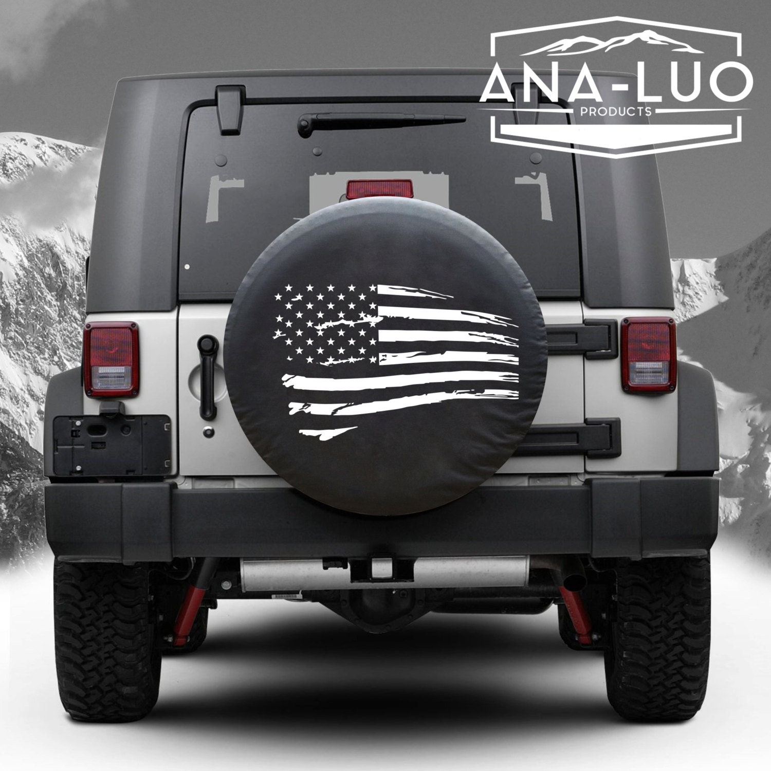 Distressed American Flag Tire Cover Distressed American Flag Tire Cover