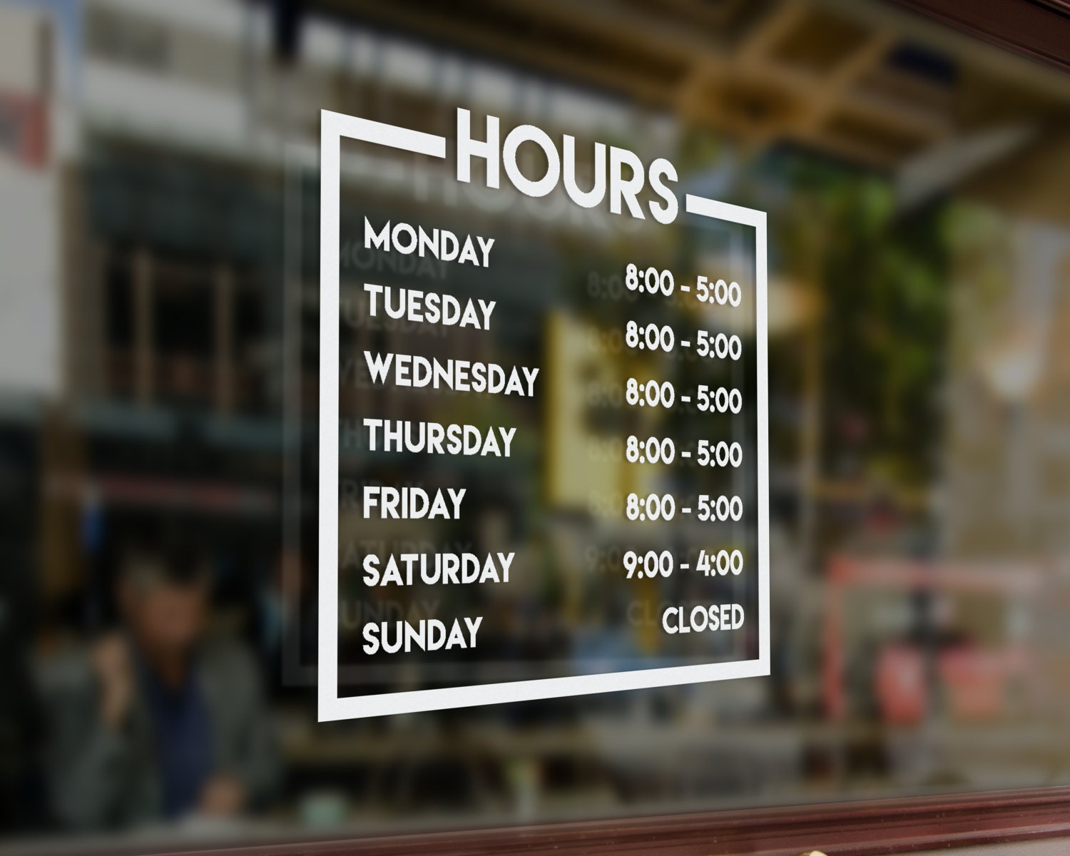 Business Hours Decal For Storefront Store Hours Decal