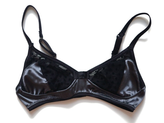 Items similar to Polka dots and grey satin bra "Scotch", see-through ...