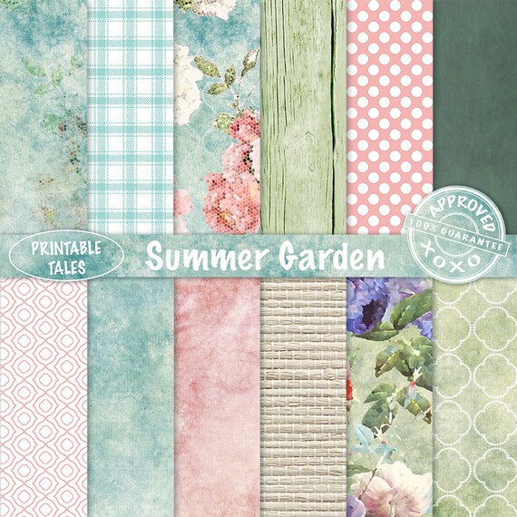 Summer digital paper Flowers Floral Garden Scrapbook Pages