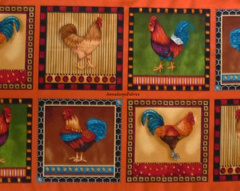 Rooster fabric panel | Etsy