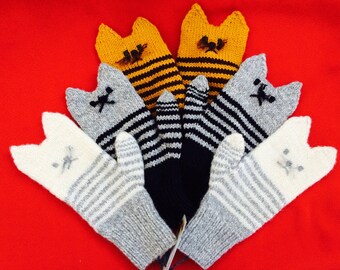 Kitten Mittens Mitten Pattern Knitting Pattern Pink