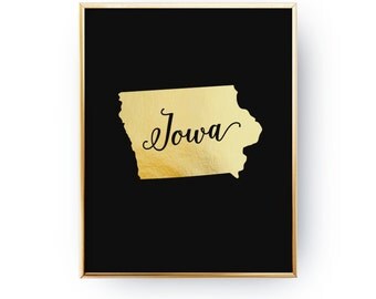 Iowa state map | Etsy