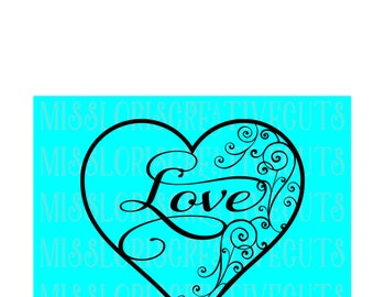 Filigree heart svg | Etsy