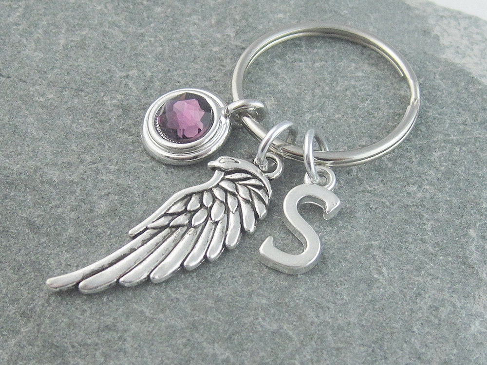 Angel wing keychain angel wing keyring personalized keyring