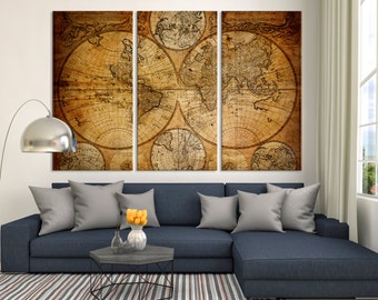 3 panel world map | Etsy