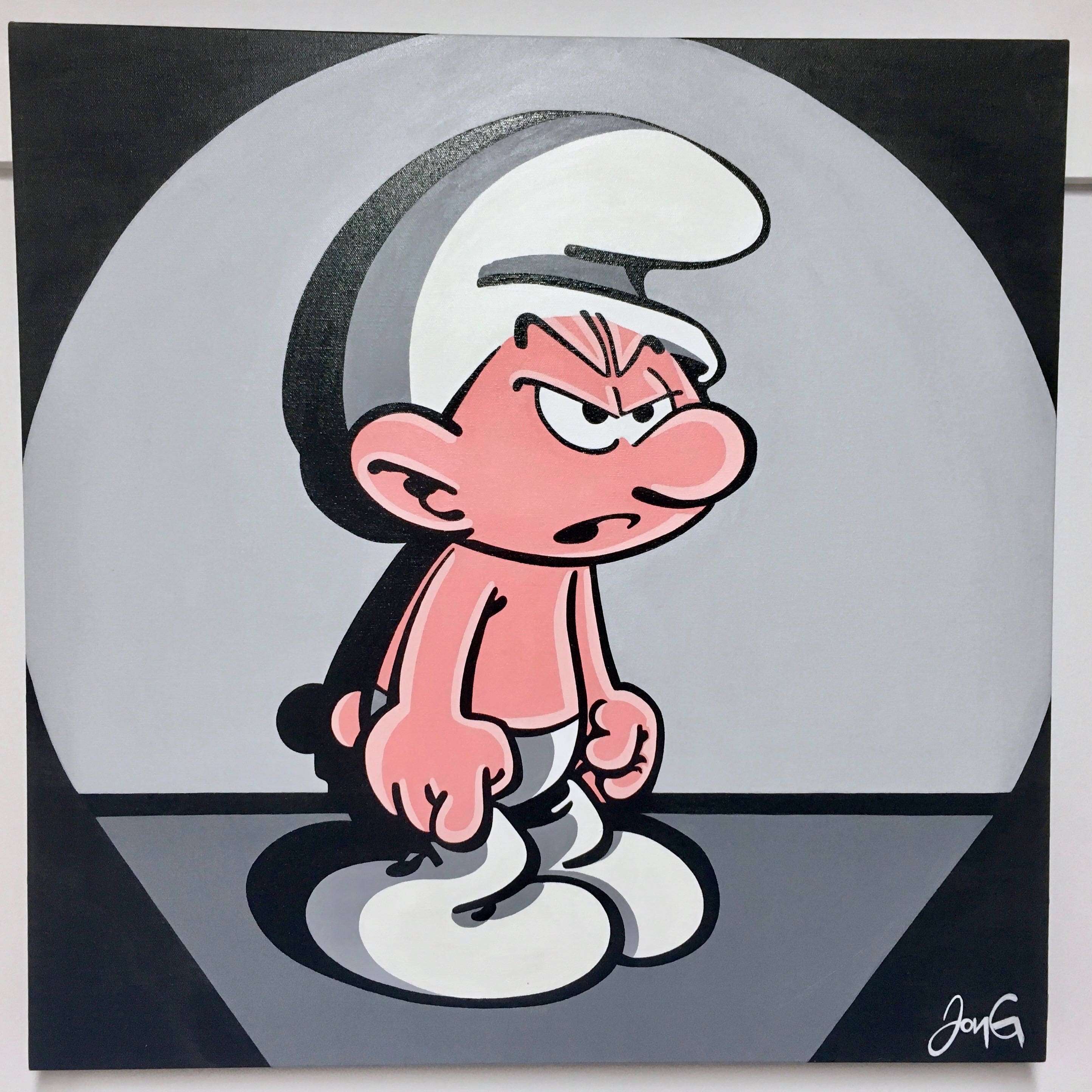 Acrylic painting Pop Art Pink Smurf Cartoon comic book
