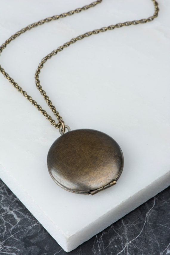 Dark Locket Simple Necklace Brass Antique Locket by FreshyFig