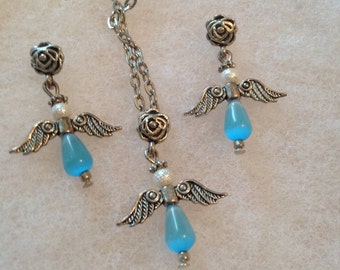 Items similar to Handmade Stacked Blue Angel Hello Kitty Hair Bow Clip ...