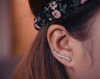 Aquamarine Ear Climbers Sterling Silver Lucky 9s